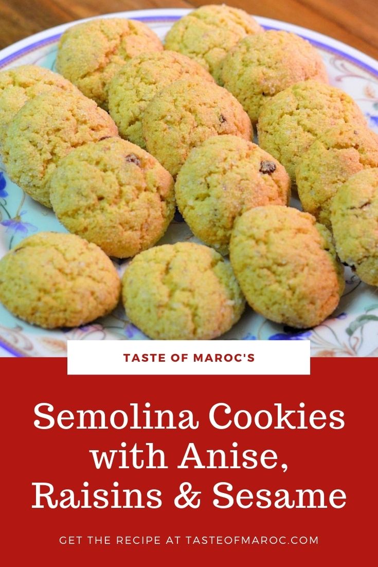 Semolina Cookies with Anise, Raisins and Sesame - Taste of Maroc